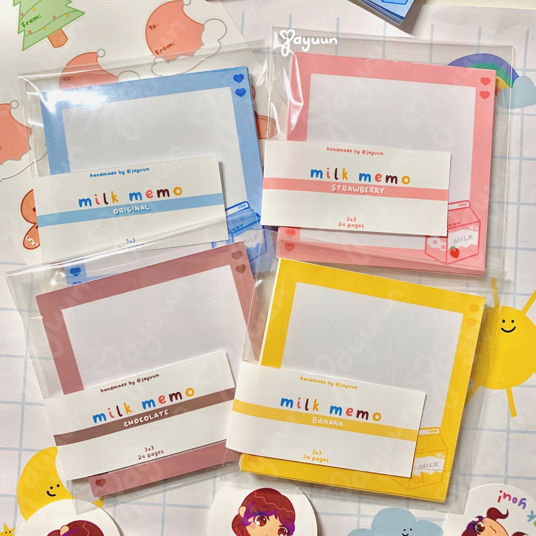 Milk Carton Memo Pad | Cute Kawaii Handmade Notepad | Milk/strawberry ...