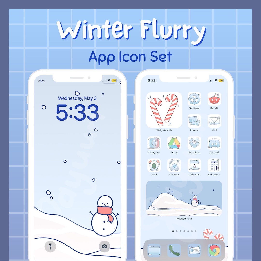 Winter Flurry App Icon Set | IOS 14+ Android Apple Icons | Cute Kawaii Aesthetic | Season Themed ...