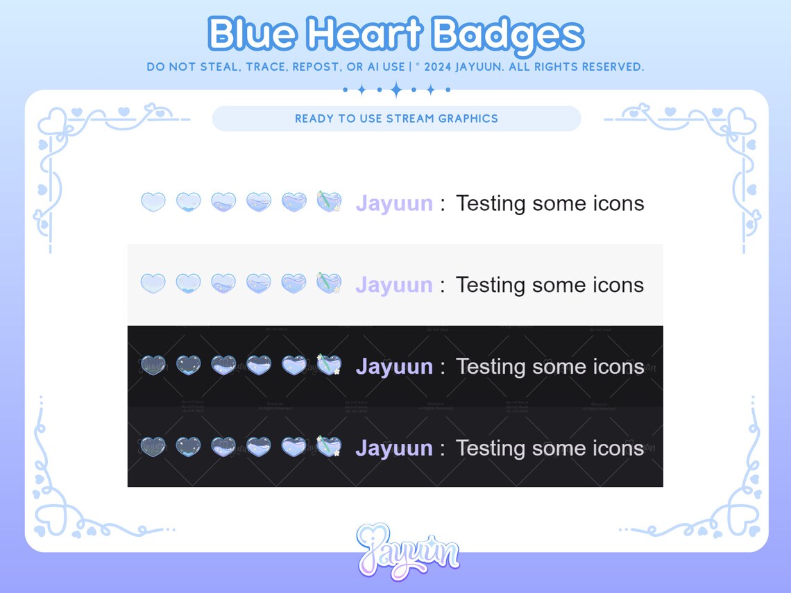 Blue Daisy Heart Sub/bit Badges | Affordable Kawaii Vtuber Streamer ...