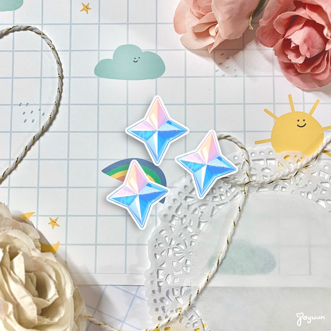 Mini Primogem Holographic Sticker Flake Set | Cute Genshin Impact Decal ...