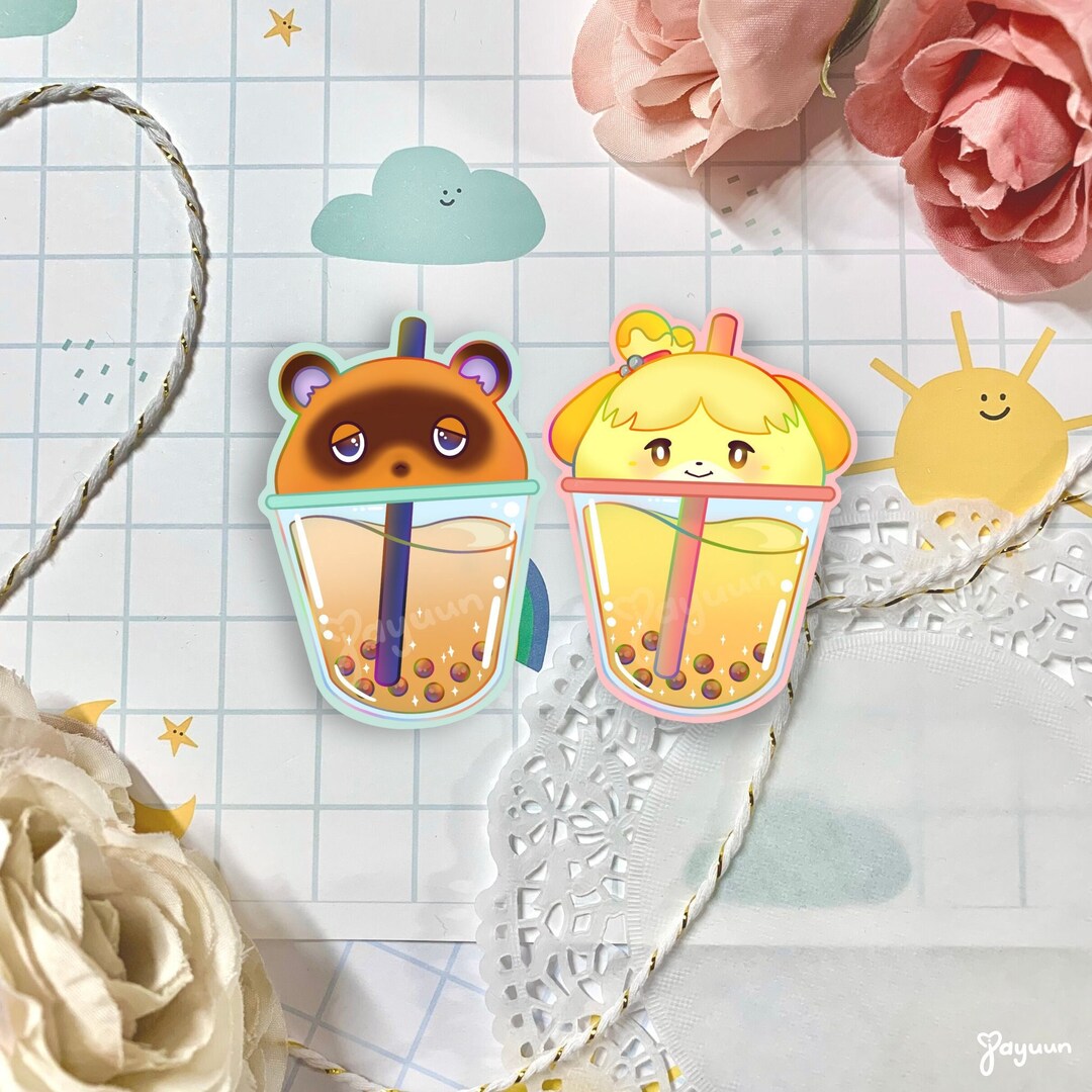 Animal Crossing Boba Sticker | Isabelle Tom Nook | Cute ACNH Decal ...