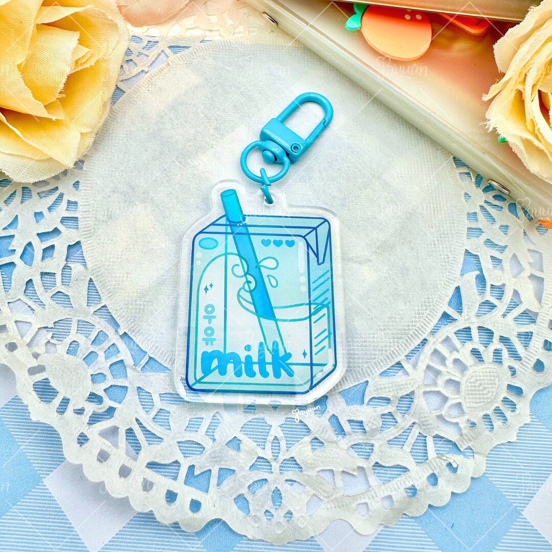 Cute Milk Carton Acrylic Keychain | Strawberry Banana Choco | Kawaii ...