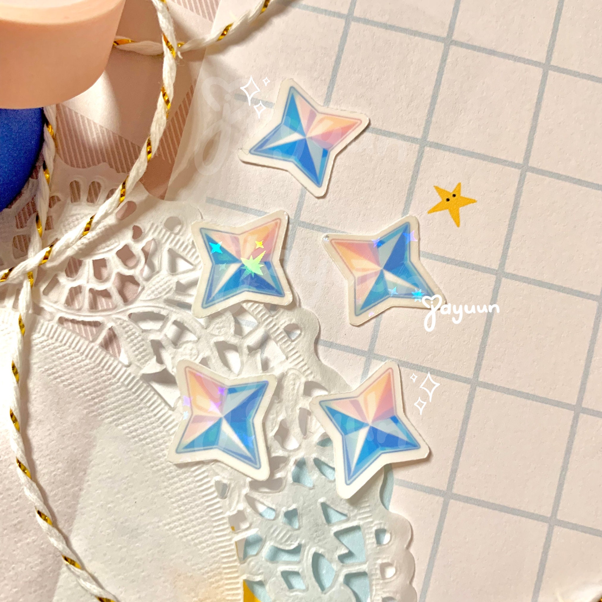 Primogem Holographic Sticker Flakes Cute Genshin Impact Decal Diecut ...