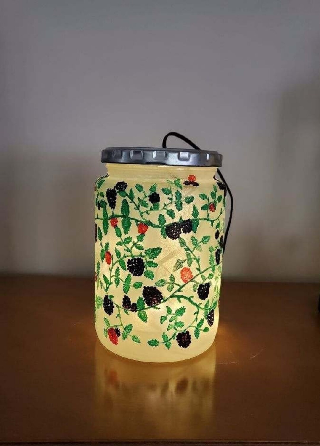 Cottagecore Blackberry Frosted Hand Painted Fairy Light - Upcycled ...