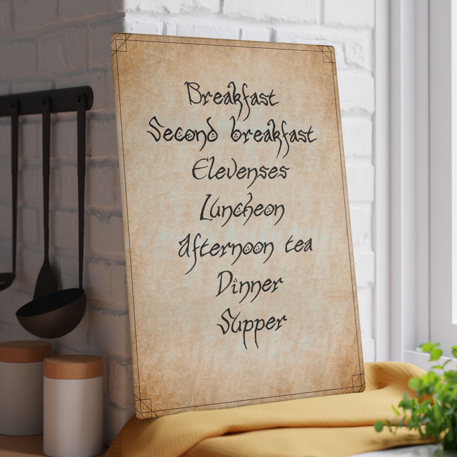 LOTR Halfling Meals Beige Parchment Tempered Glass Cutting Board - Etsy