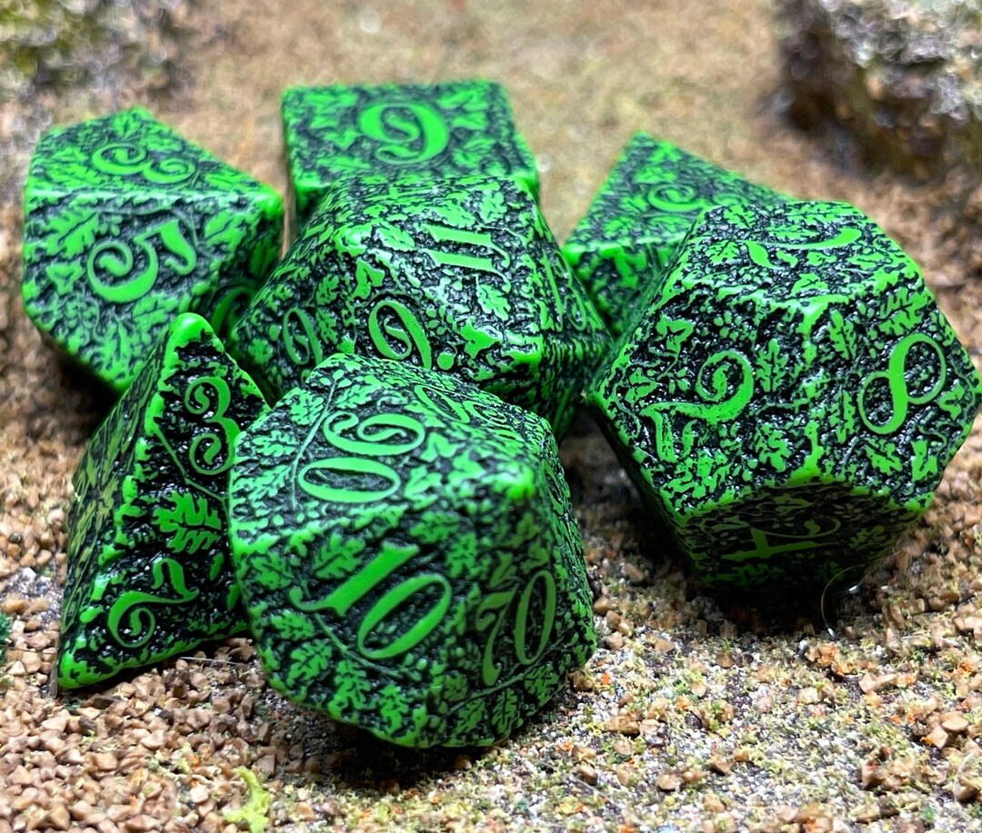 Forest Dice Set: Jungle 7 Piece Tabletop Gaming Critical - Etsy