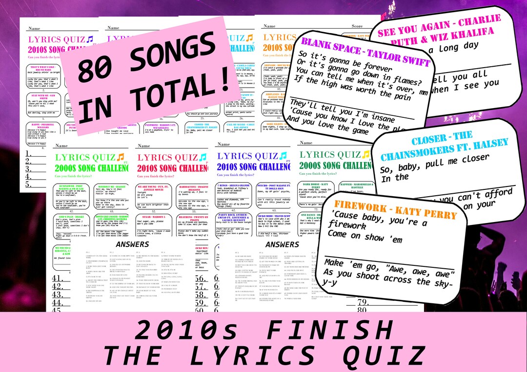 2010s Songs Finish the Lyrics Music Trivia | 80 Questions | Musical ...