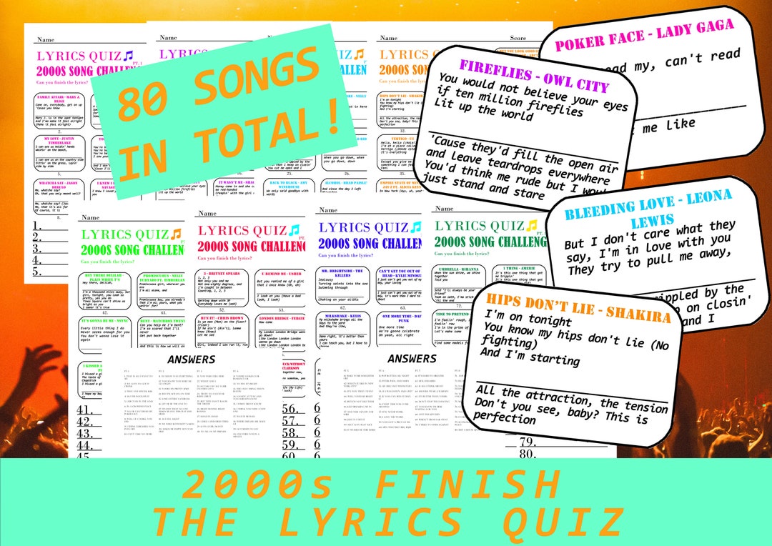 2000s Songs Finish the Lyrics Music Trivia | 80 Questions | Musical ...