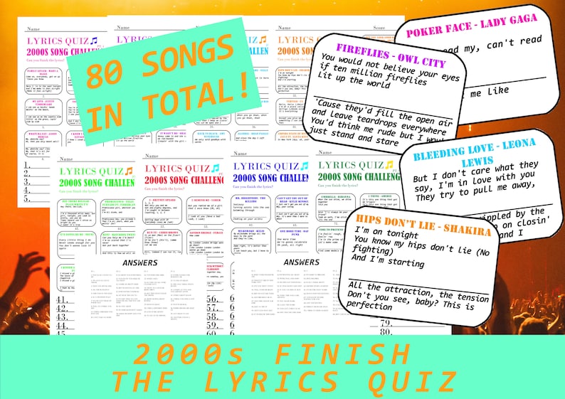 2000s Songs Finish the Lyrics Music Trivia | 80 Questions | Musical ...