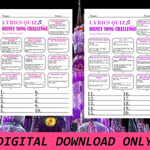 Dis'ney Songs Finish the Lyrics Music Trivia | 40 Questions | Musical ...