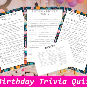 Birthday Trivia Quiz, Birthday Party Game, Trivia Questions, Birthday ...