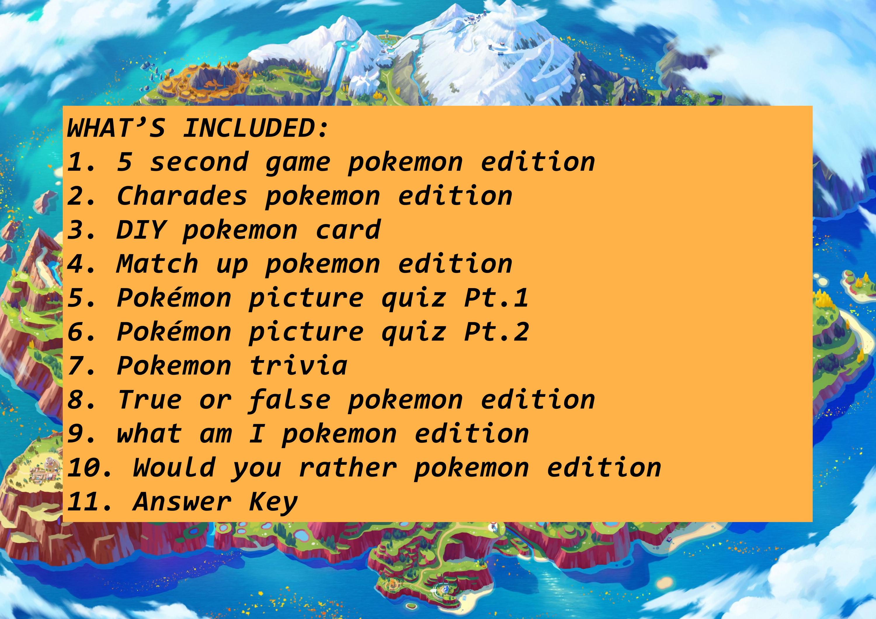 Pokémon Party Games | Trivia Questions | Pokémon Games | Game Night ...