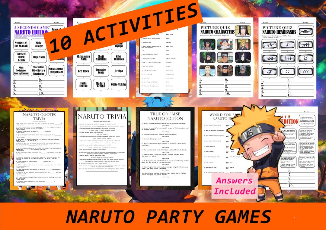 Naruto Party Games | Trivia Questions | Anime Games | Game Night ...