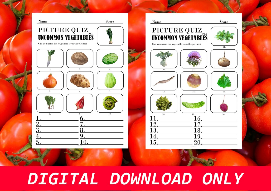 50 Printable UNCOMMON VEGETABLES Picture Quiz, Picture Trivia, Party ...