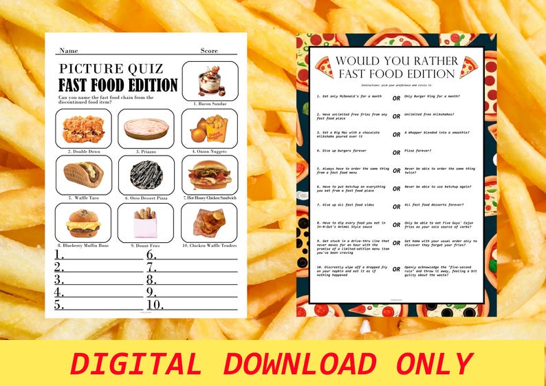 Fast Food Party Games | Trivia Questions | Food Trivia | Game Night ...