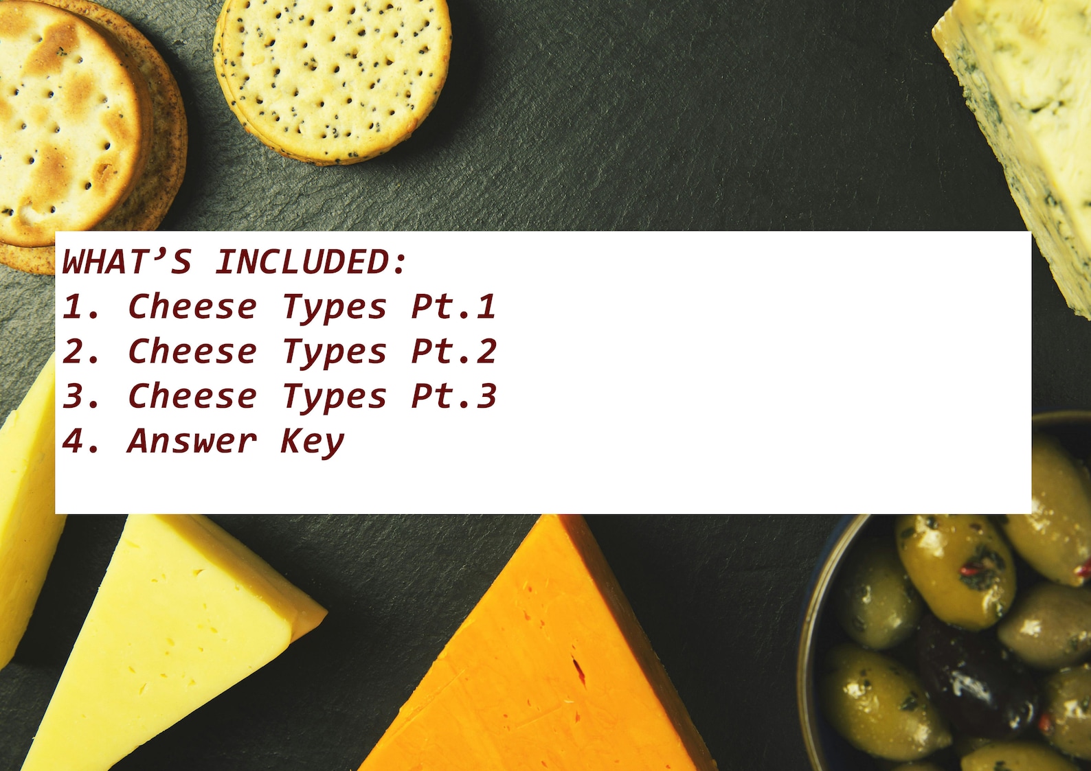 30 Printable CHEESE TYPES Picture Quiz, Picture Trivia, Party Game ...