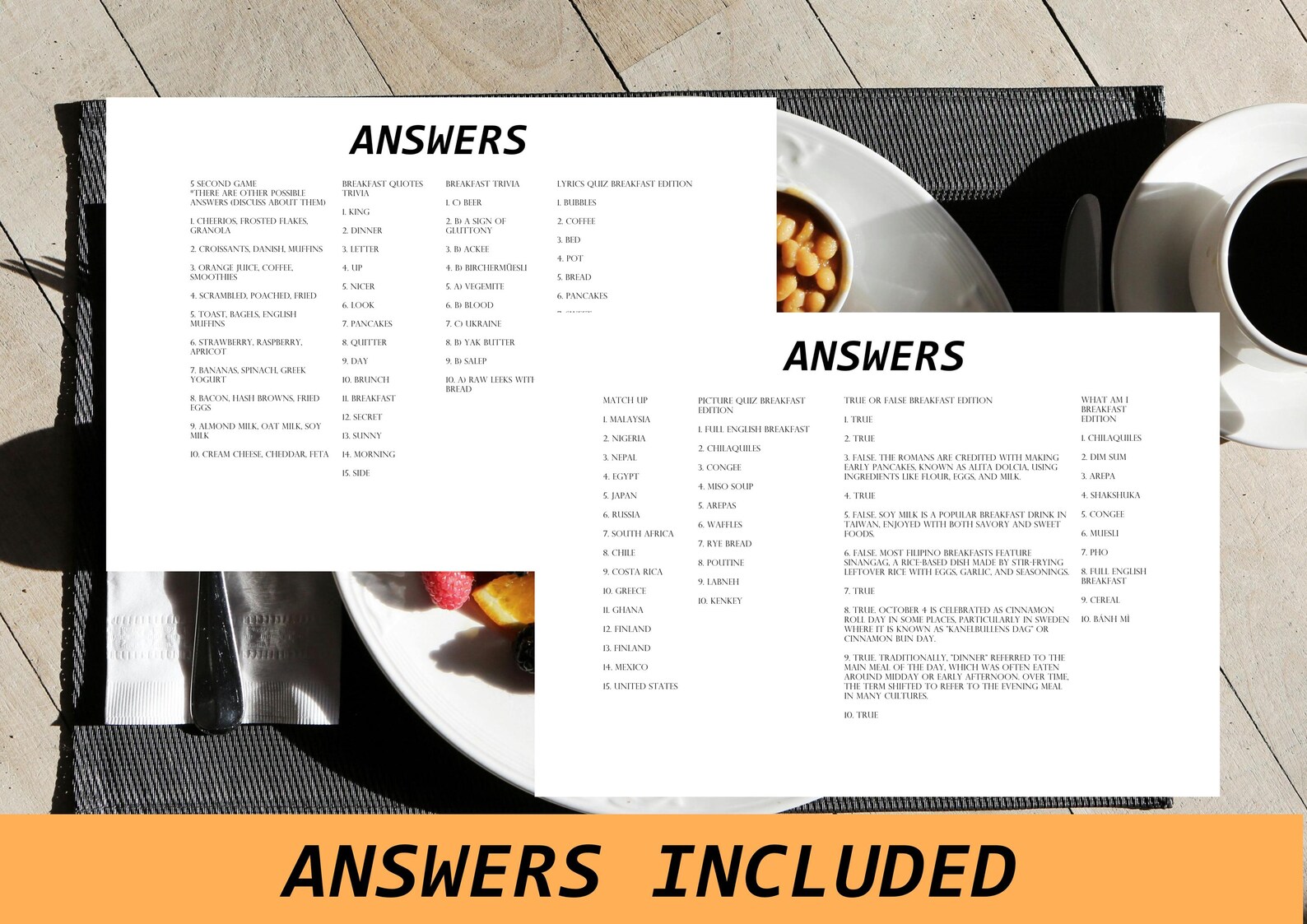 Breakfast Party Games | Trivia Questions | Food Games | Game Night ...