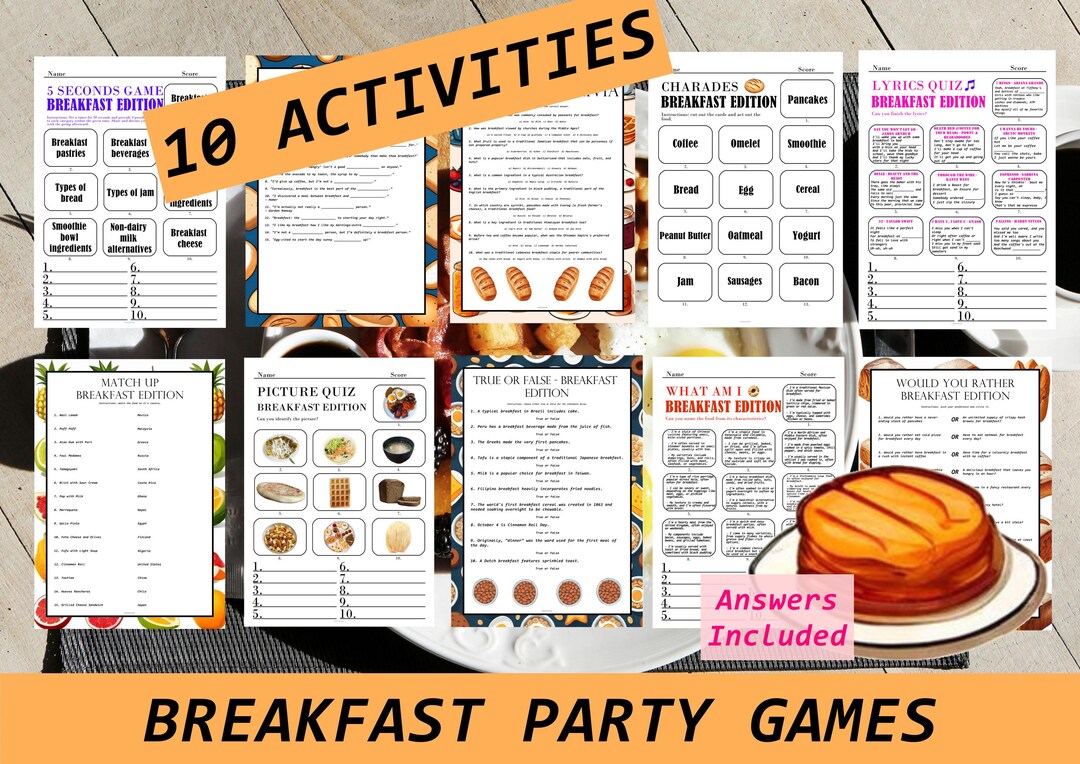 Breakfast Party Games | Trivia Questions | Food Games | Game Night ...