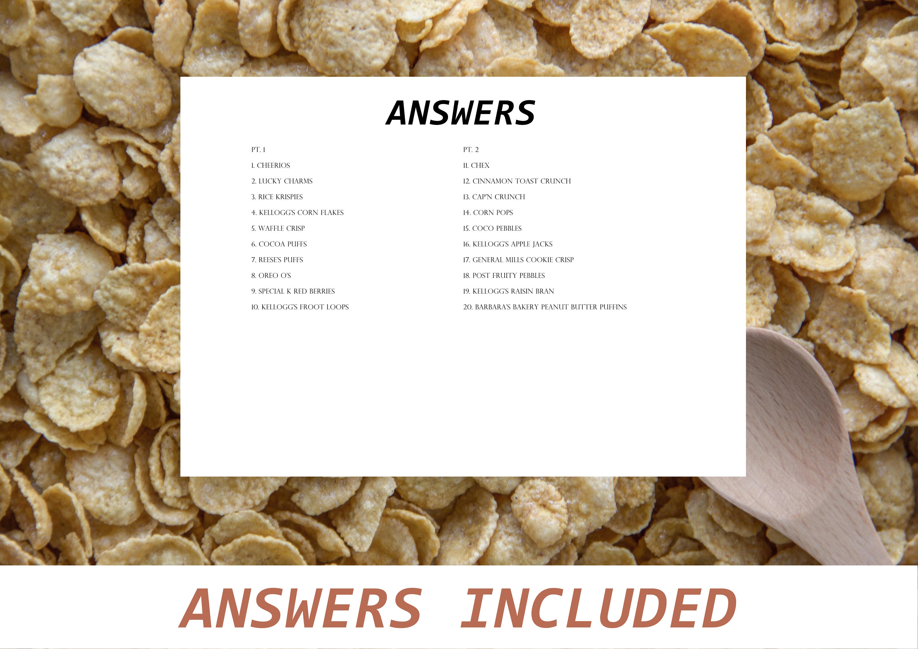 20 Printable Breakfast Cereals Picture Quiz, Picture Trivia, Party Game ...