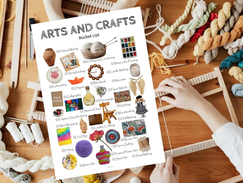 Arts and Craft Bucket List Printable, Fun To-do List, Things to Do ...
