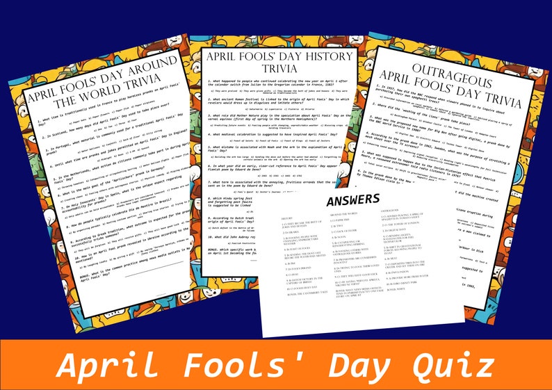 April Fools' Day Trivia Quiz, Easter Party Game, Trivia Questions ...