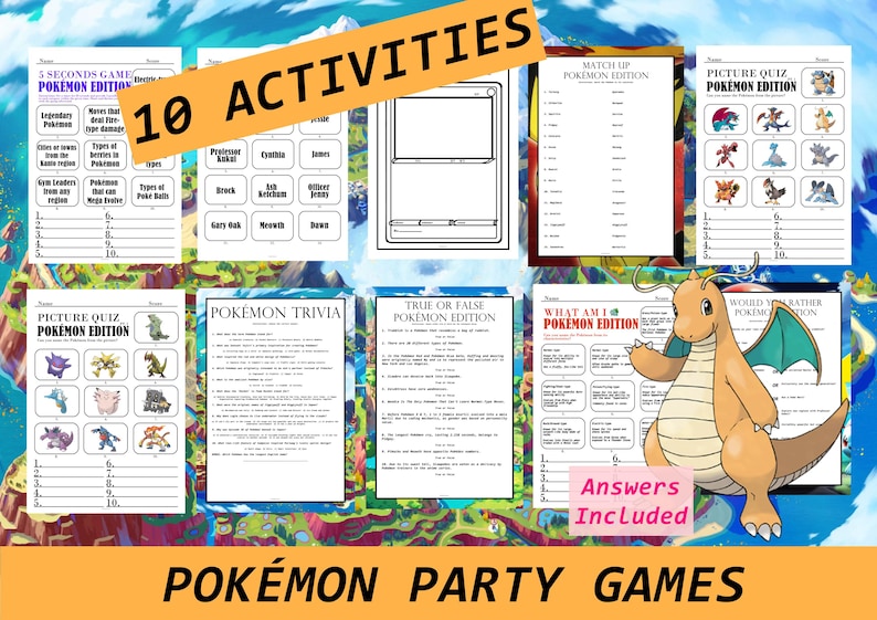 Pokémon Party Games | Trivia Questions | Pokémon Games | Game Night ...