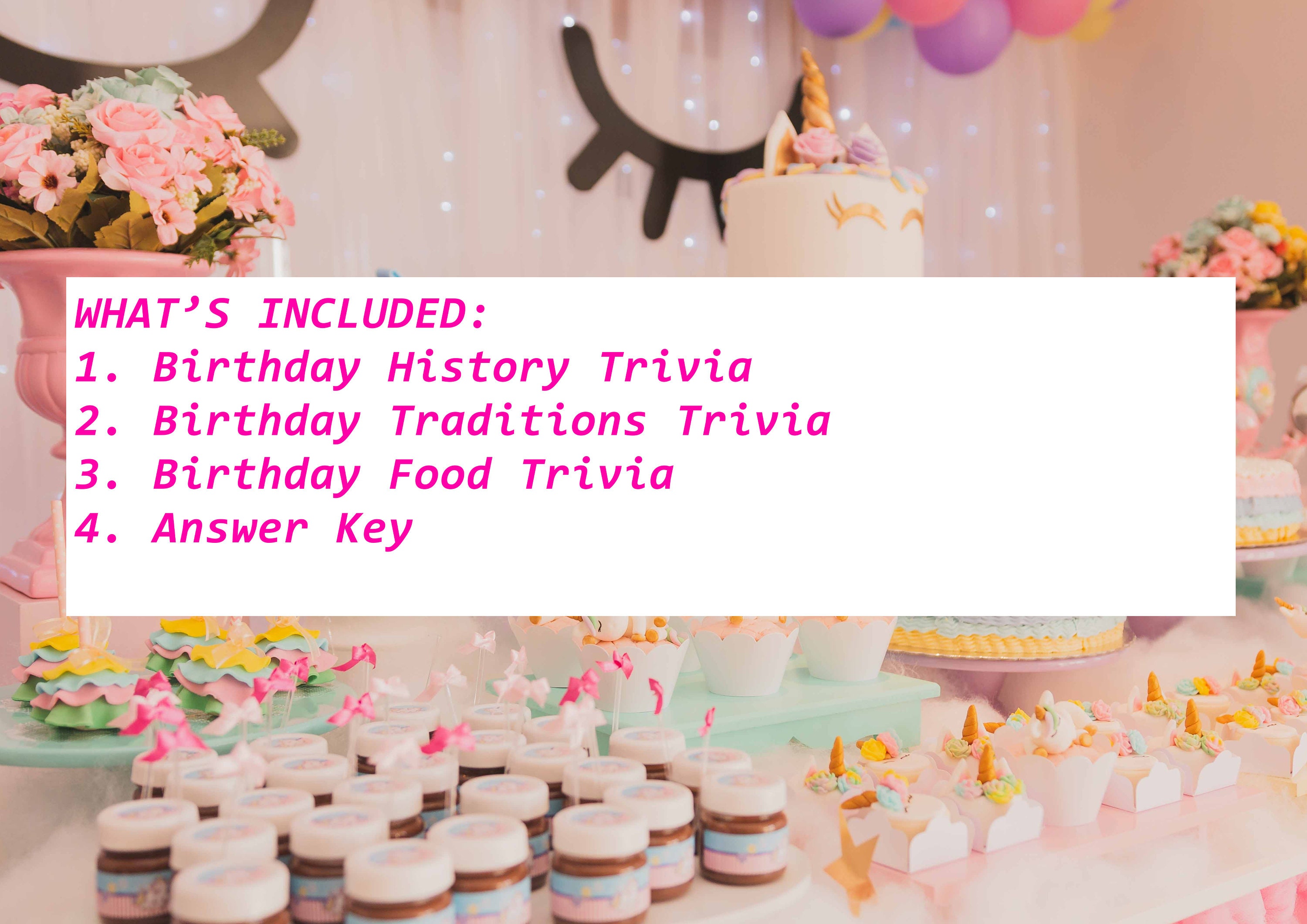 Birthday Trivia Quiz, Birthday Party Game, Trivia Questions, Birthday ...