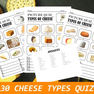 30 Printable CHEESE TYPES Picture Quiz, Picture Trivia, Party Game ...
