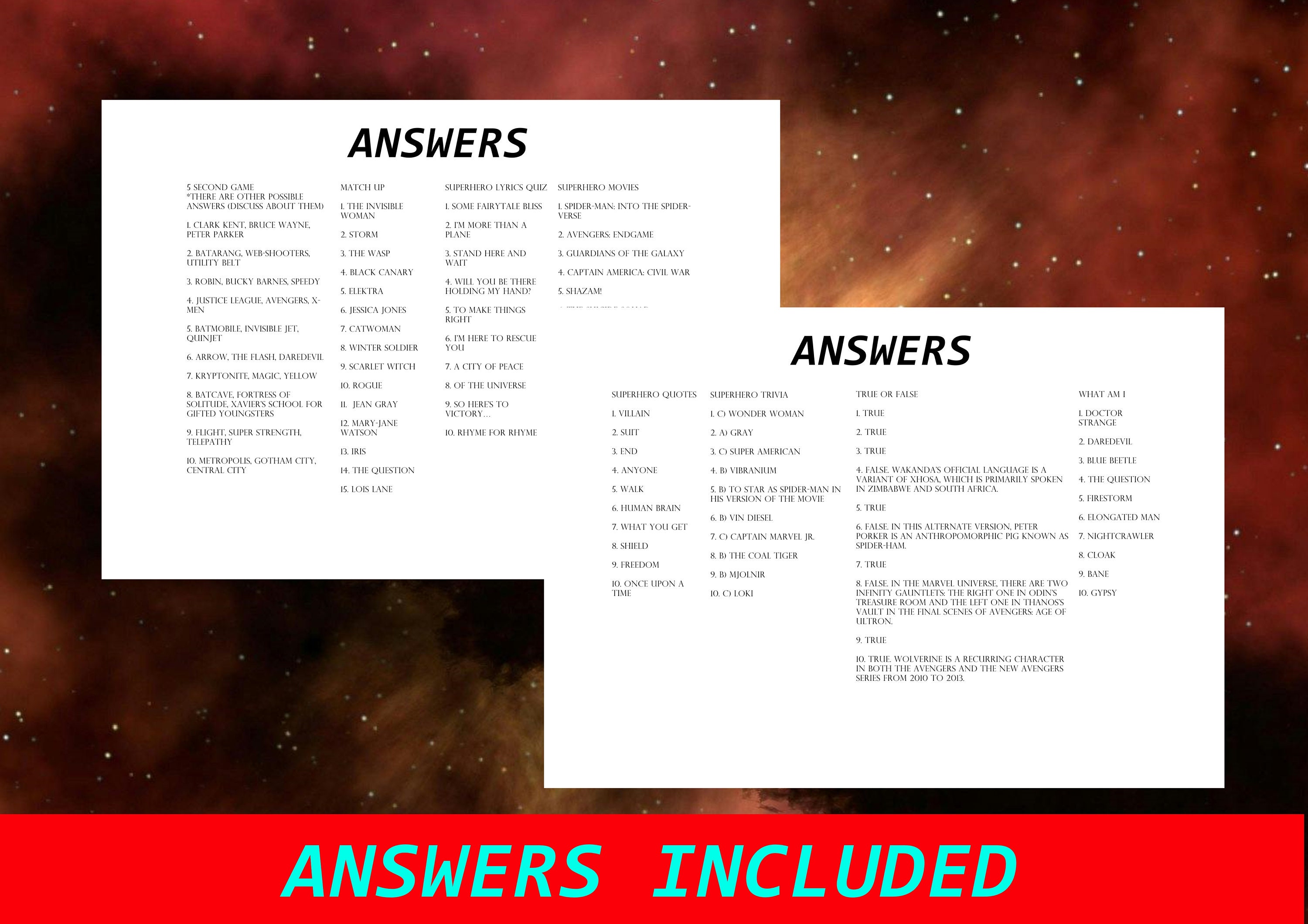 Superhero Party Games | Superhero Trivia | Printable Games | Superhero ...