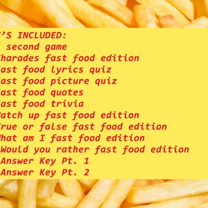 Fast Food Party Games | Trivia Questions | Food Trivia | Game Night ...