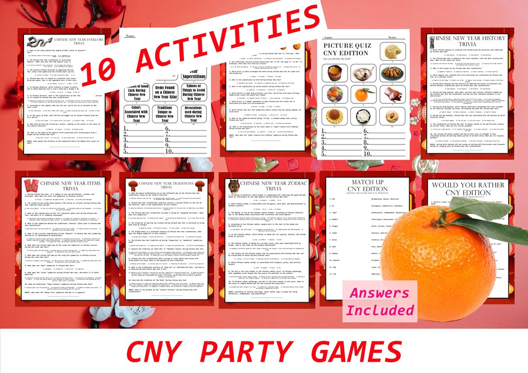 Chinese New Year Trivia Quiz, Holiday Party Game, Trivia Questions ...