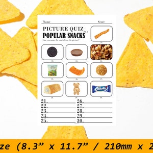 50 Printable POPULAR SNACKS Picture Quiz, Picture Trivia, Party Game ...