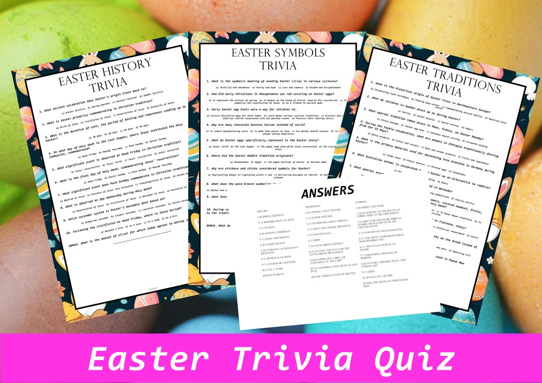 Easter Trivia Quiz, Easter Party Game, Trivia Questions, Easter Games ...