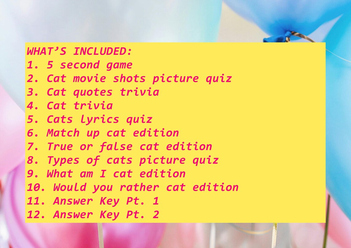 Cat Party Games | Trivia Questions | Animal Games | Game Night ...