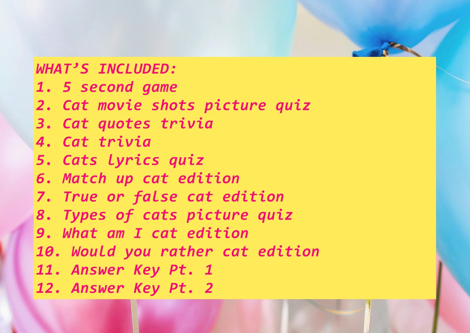 Cat Party Games | Trivia Questions | Animal Games | Game Night ...