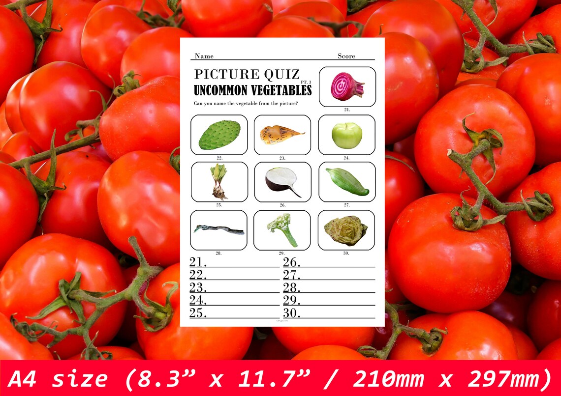 50 Printable UNCOMMON VEGETABLES Picture Quiz, Picture Trivia, Party ...