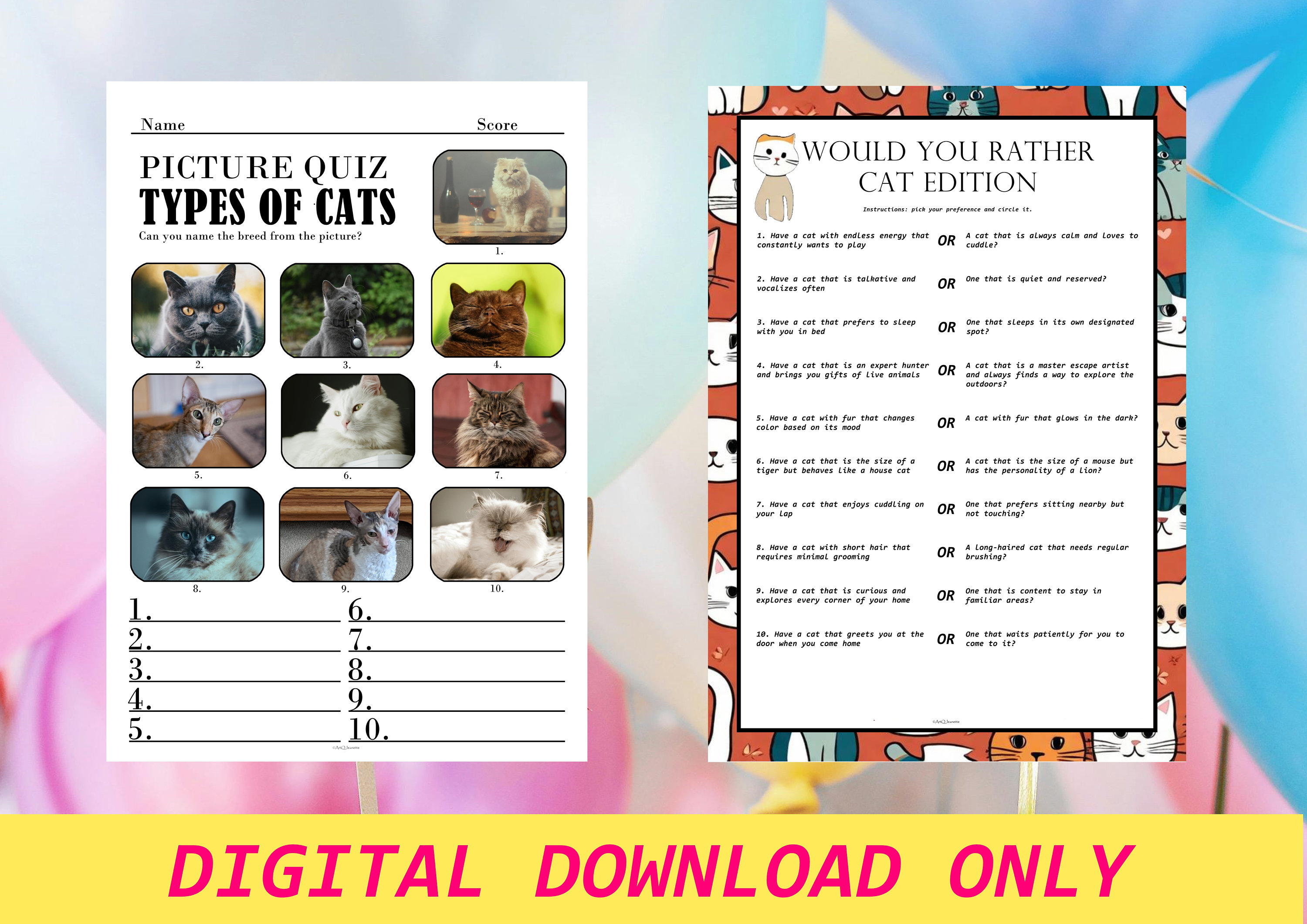 Cat Party Games | Trivia Questions | Animal Games | Game Night ...