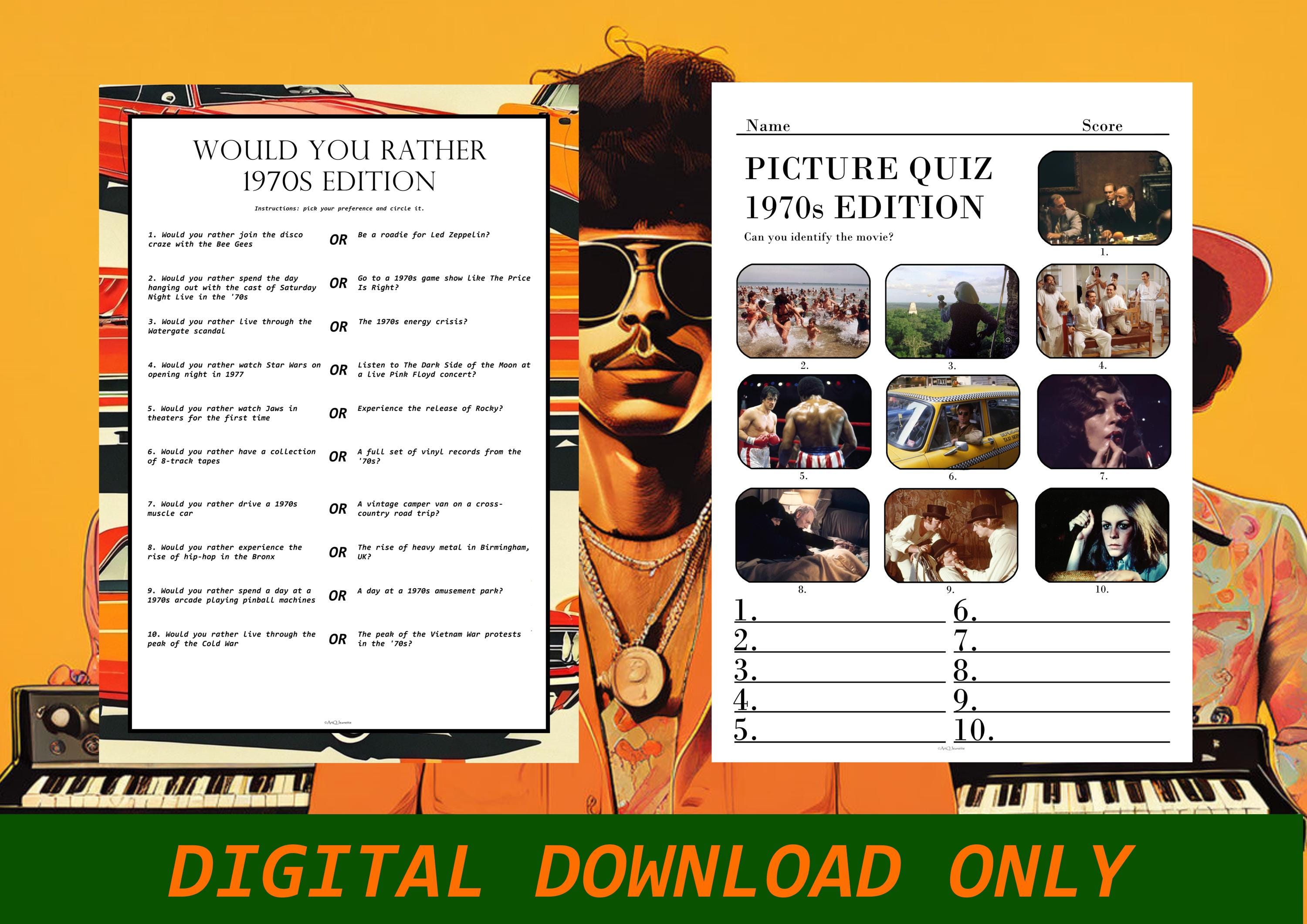 70s Trivia Quiz, 70s Party Game, 1970s Questions, 70s Themed Party ...