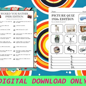 50s Trivia Quiz, 50s Party Game, 1950s Questions, 50s Themed Party ...