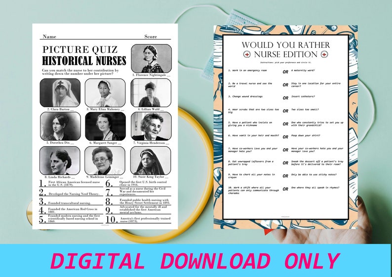 Nurse Trivia Nurse Themed Games Graduation Party Printable Games ...