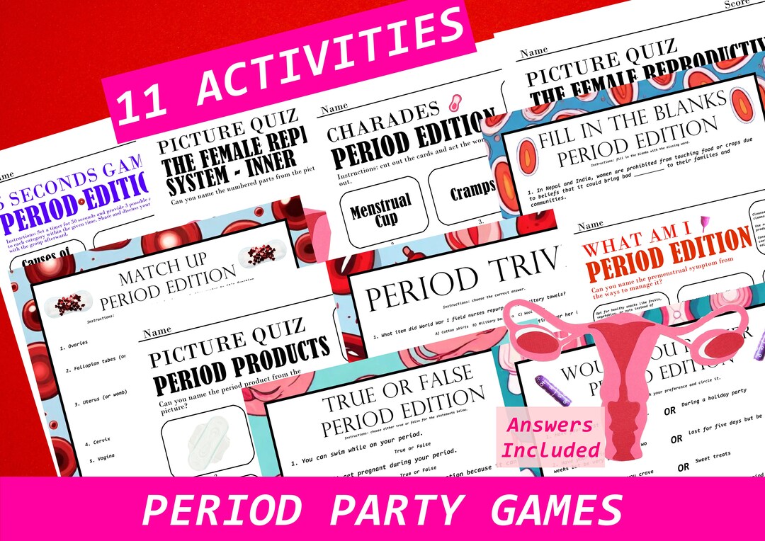 Period Party Games Woman Trivia Period Celebration New Moon Games ...