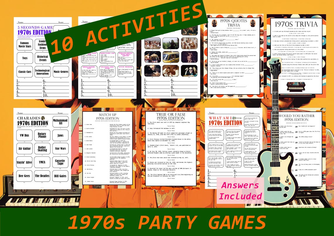 70s Trivia Quiz, 70s Party Game, 1970s Questions, 70s Themed Party ...