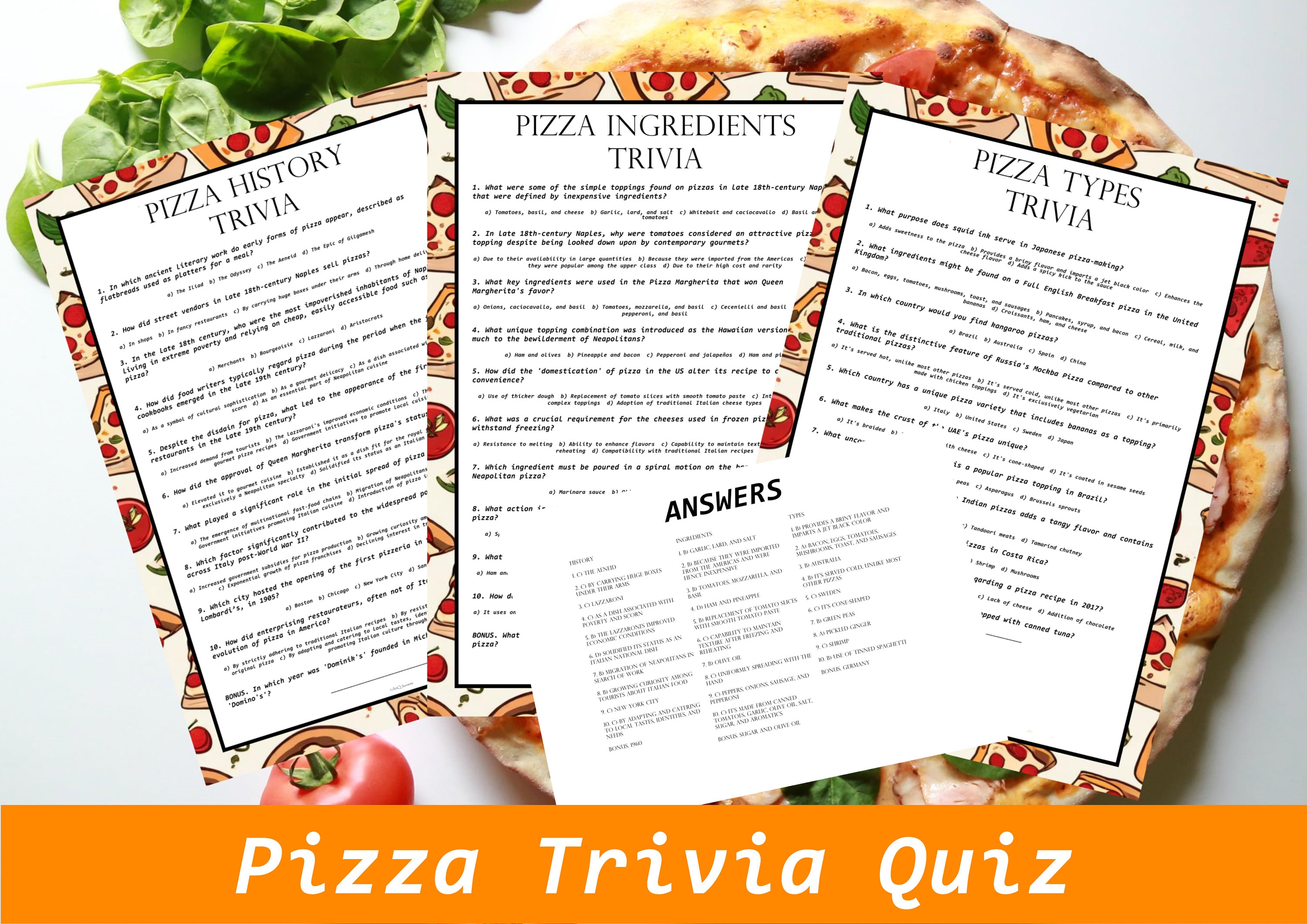 Pizza Trivia Quiz, Food Party Game, Trivia Questions, Pizza Games, Game ...