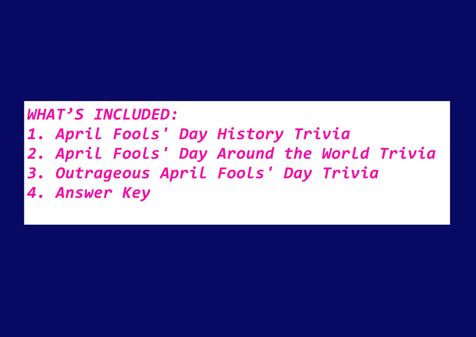 April Fools' Day Trivia Quiz, Easter Party Game, Trivia Questions ...
