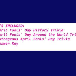 April Fools' Day Trivia Quiz, Easter Party Game, Trivia Questions ...