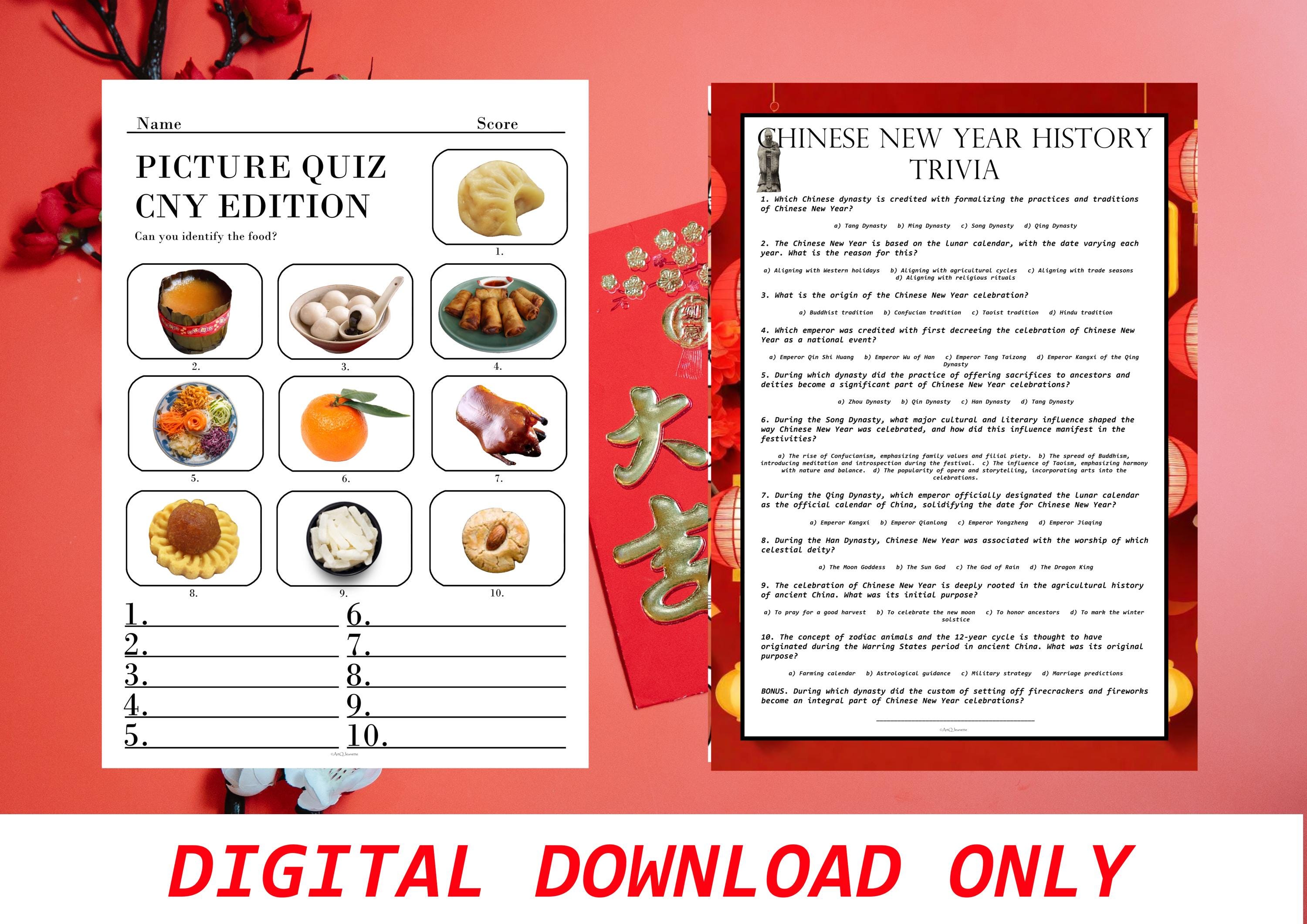 Chinese New Year Trivia Quiz, Holiday Party Game, Trivia Questions ...