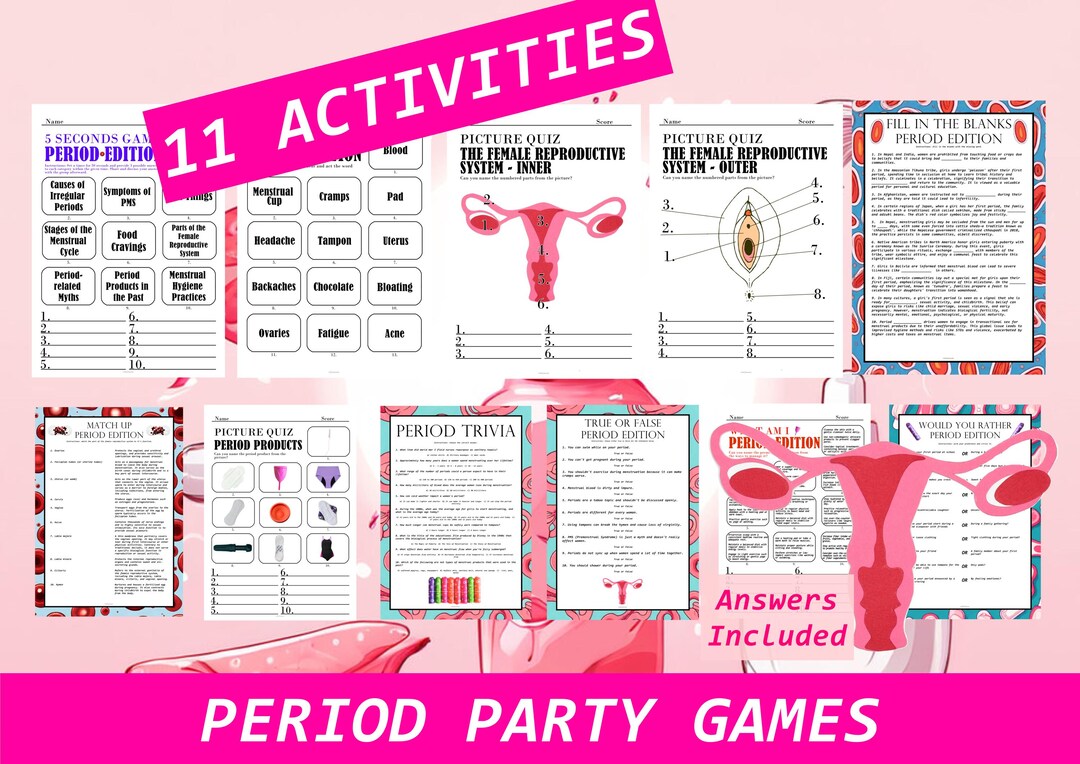 Period Party Games | Woman Trivia | Period Celebration | New Moon Games ...