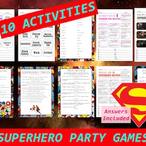 Superhero Party Games | Superhero Trivia | Printable Games | Superhero ...