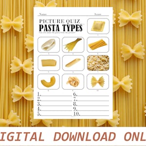 20 Printable Pasta Types Picture Quiz, Picture Trivia, Party Game ...
