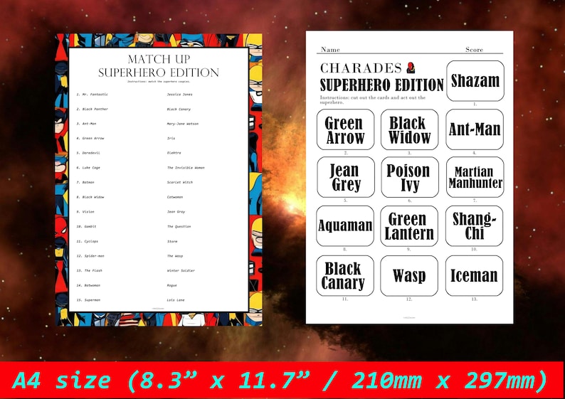Superhero Party Games | Superhero Trivia | Printable Games | Superhero ...